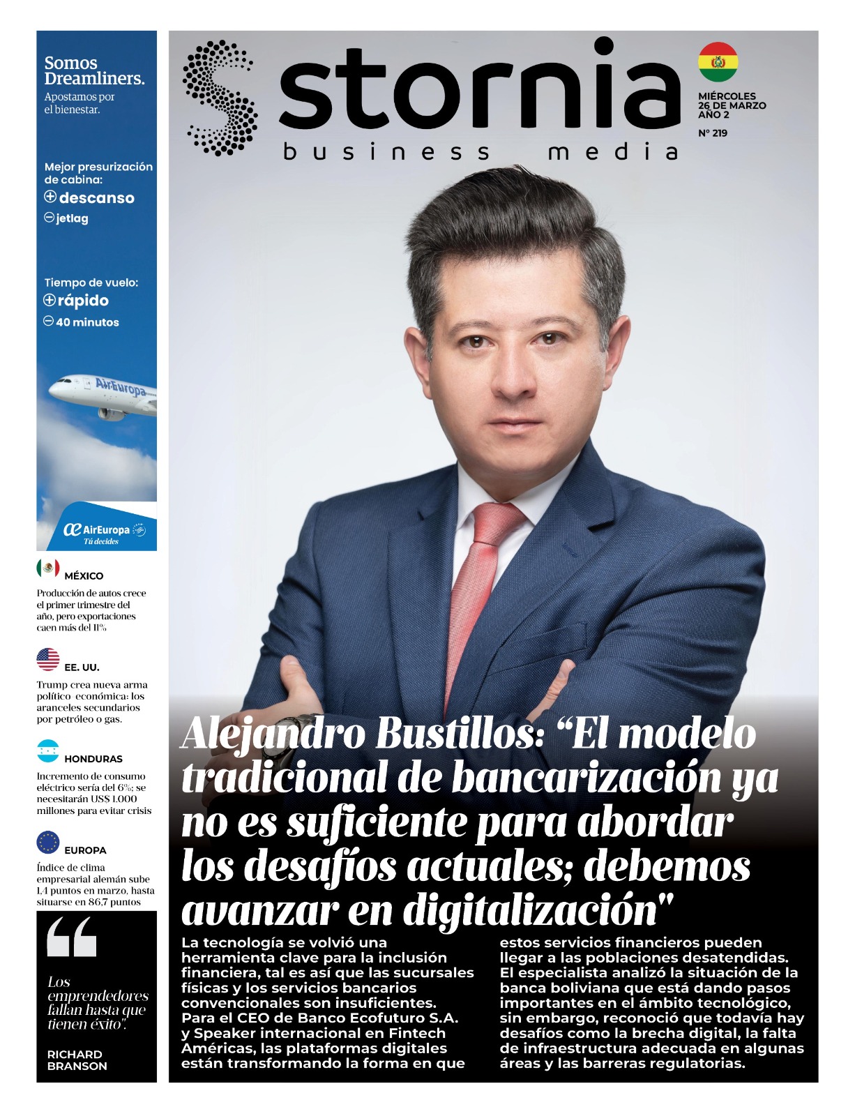 Bolivia. Portada Alejandro Bustillos - Stornia